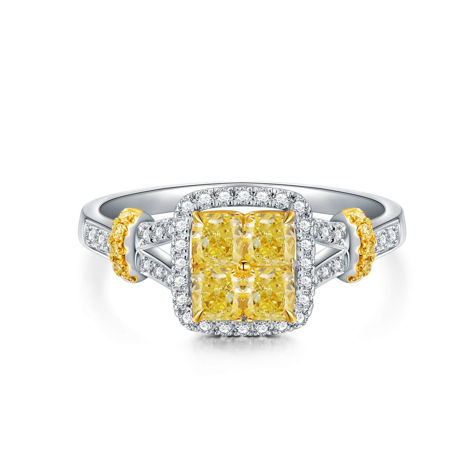 18K Princess-Cut Diamond Bridal Halo Engagement Ring , Promise Ring ...